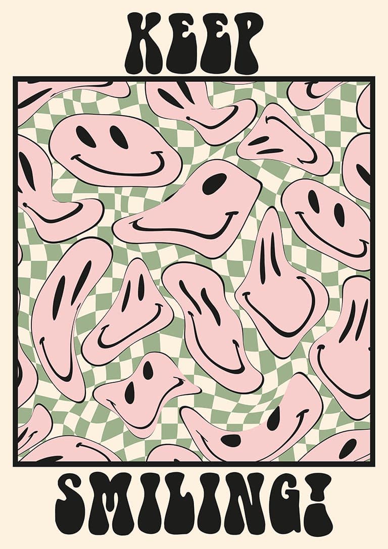 Keep Smiling Poster with Unique Abstract Smile Design for Your Space ...