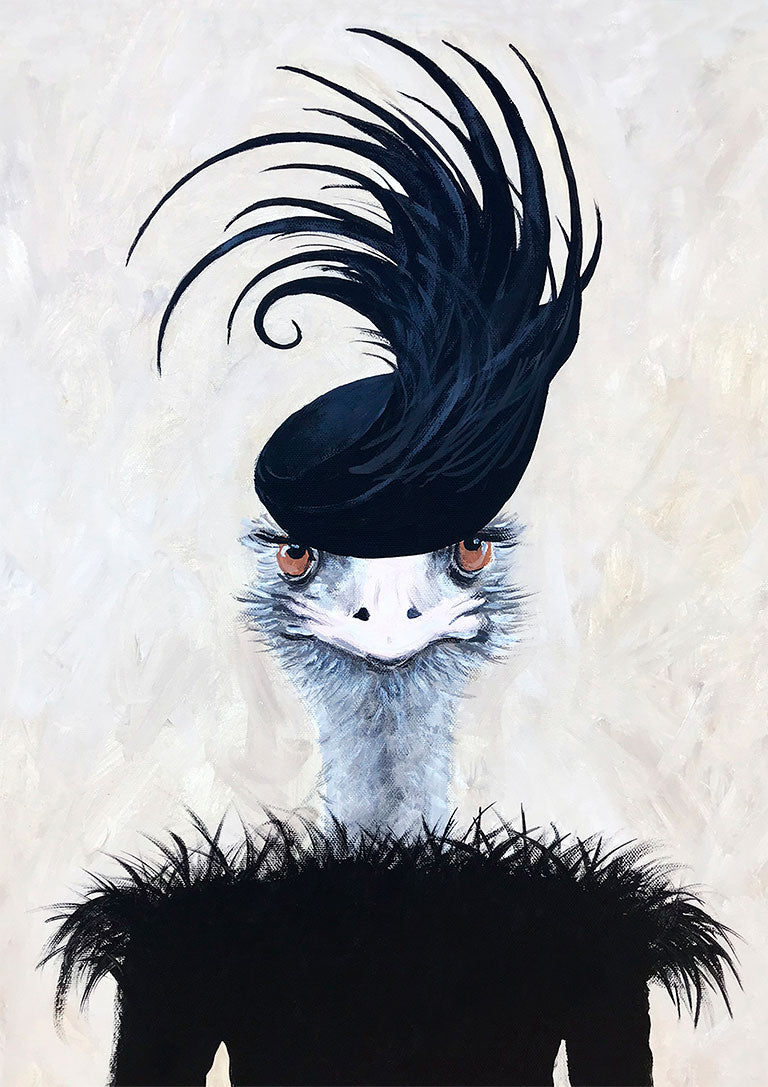 Ostrich With Feathers Coco de Paris Art Poster for Elegant Spaces – ARTSY FARTSY®