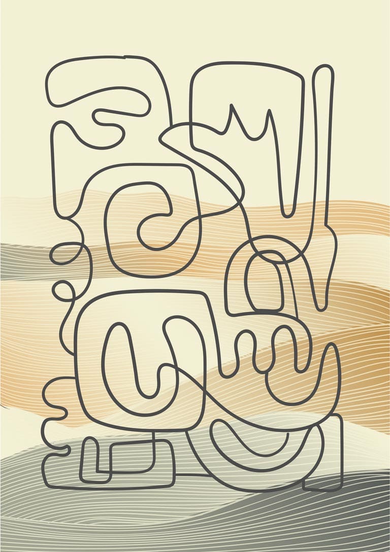 Brown Waves and Black Lines Plakat Poster for Elegant Home Decor ...