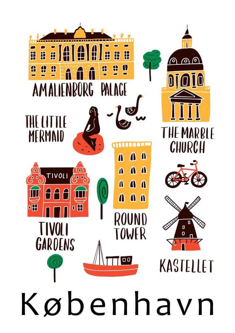 København By Plakat Poster Celebrates Iconic Copenhagen Landmarks ...