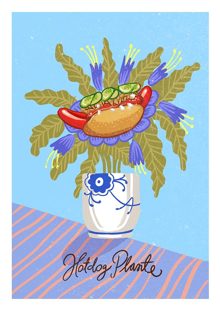 Hotdog Plante Nina Broen Poster Features Whimsical Art Print – ARTSY ...