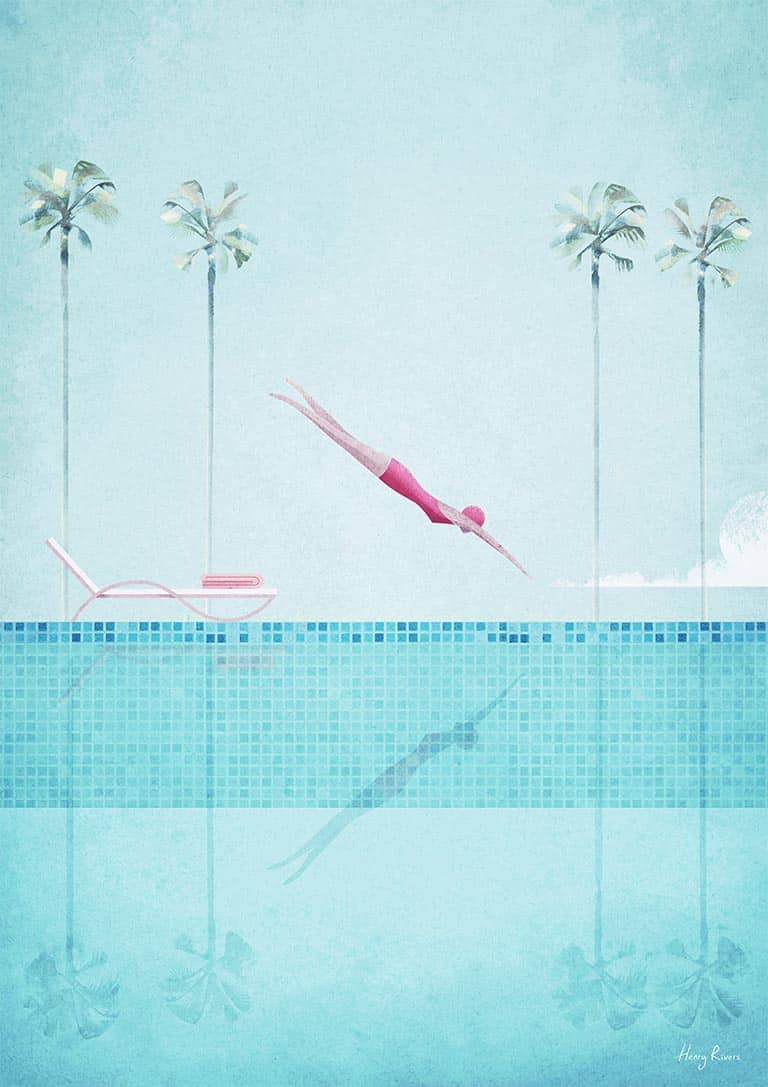 Add elegance to your space with Swimming Pool II by Henry Rivers poster ...