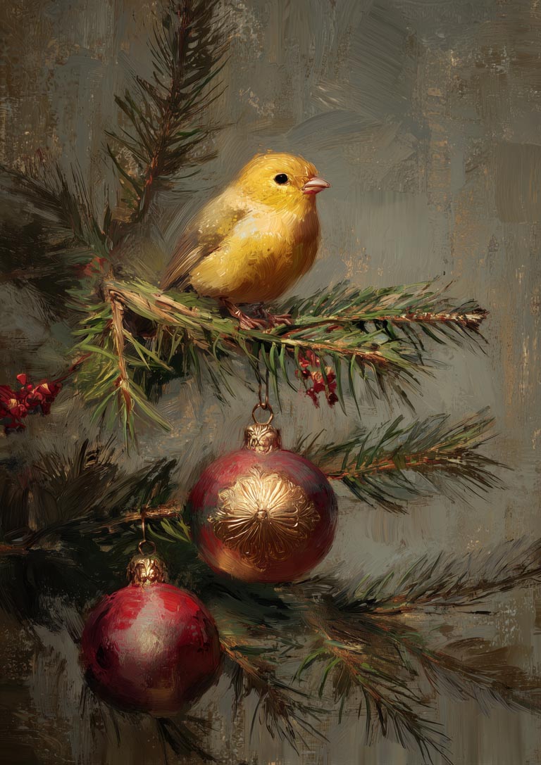 Bird on a Tree Modern Christmas Art Poster – ARTSY FARTSY®